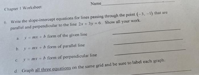 Solved Name Chapter 1 Worksheet: 6. Write the | Chegg.com