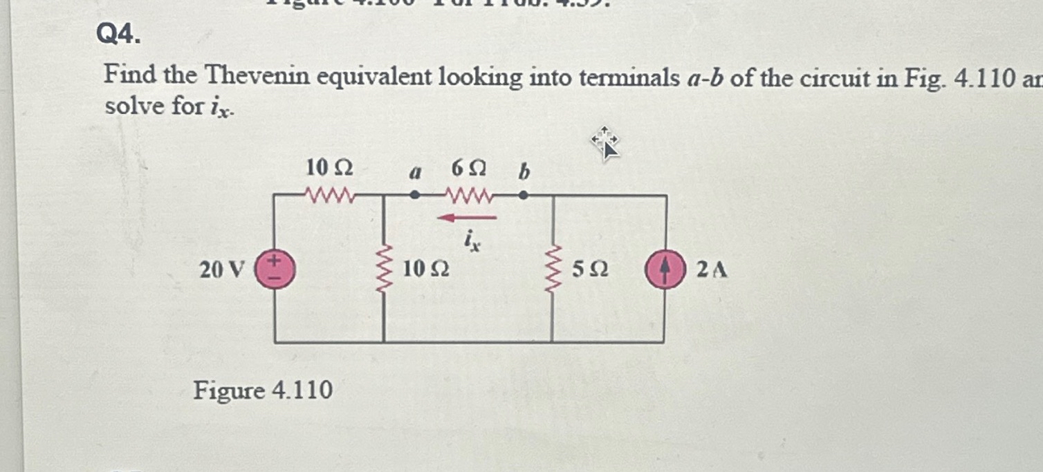 Solved Q4.Find the Thevenin equivalent looking into | Chegg.com