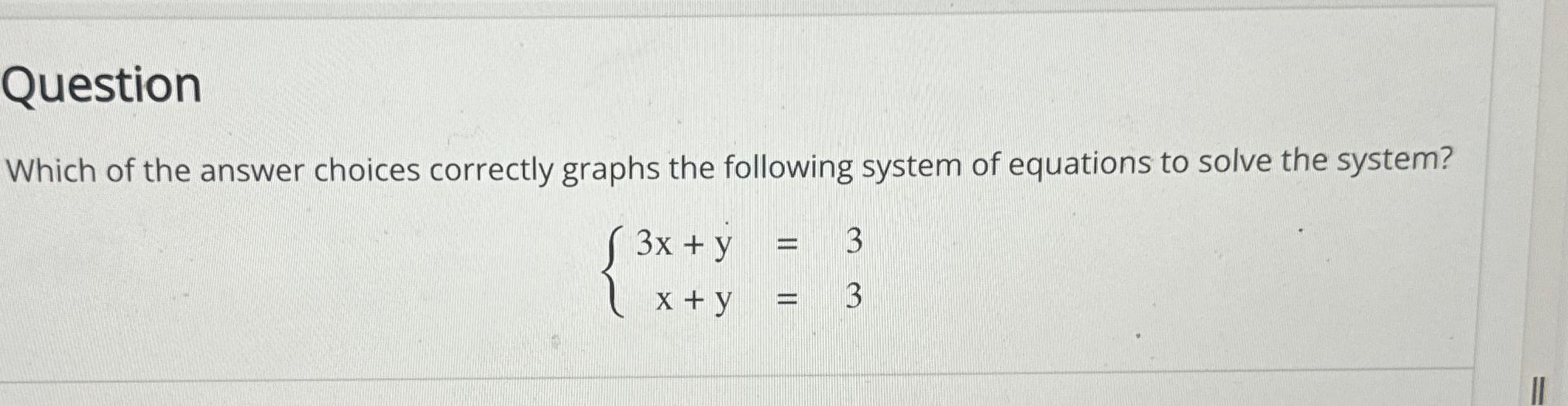 Solved QuestionWhich of the answer choices correctly graphs | Chegg.com
