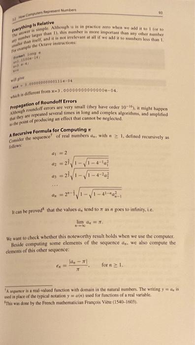Solved Compute π with the recursive formula on Page 93. | Chegg.com