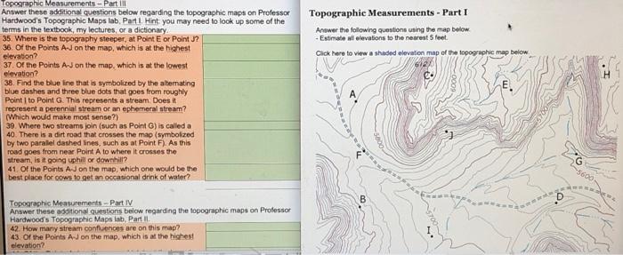 Solved Topographic Measurements - Part I Answer the | Chegg.com