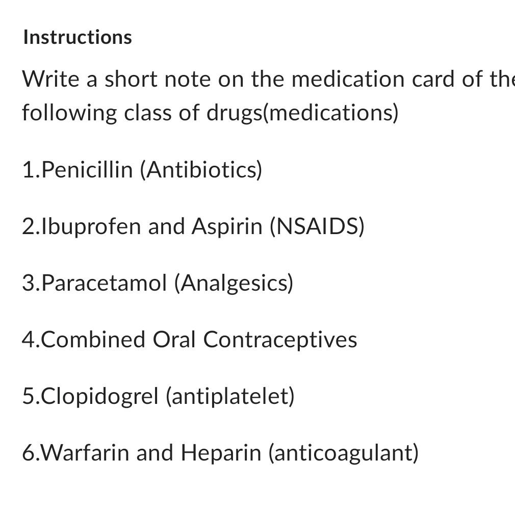 Solved Instructions Write a short note on the medication | Chegg.com
