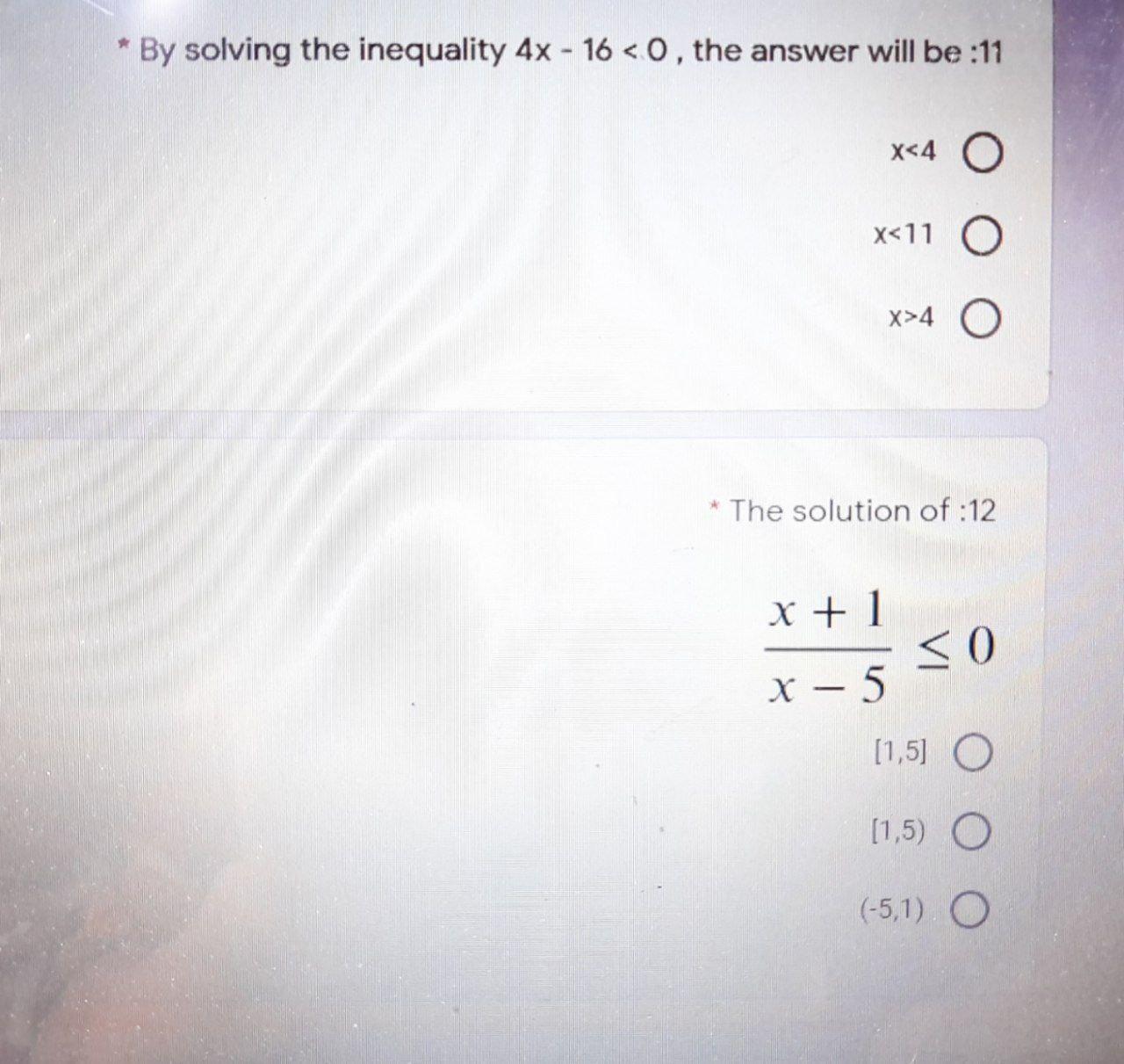 Solved * By solving the inequality 4x - 16