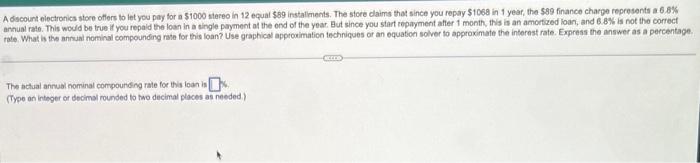 Solved A docount electronics stoce offers to let you pay for | Chegg.com