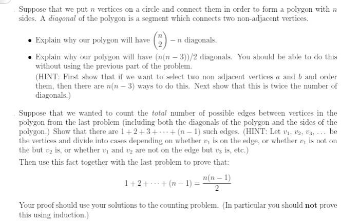 Solved Suppose that we put n vertices on a circle and | Chegg.com