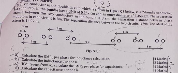 Solved \$़ phase conductor in the double circuit, which is | Chegg.com