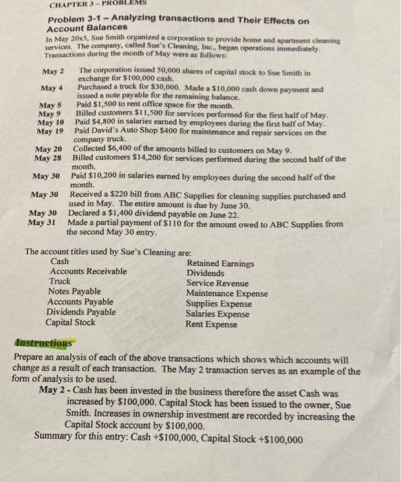 [Solved]: Problem 3-5 - Analyze the effects of transactions