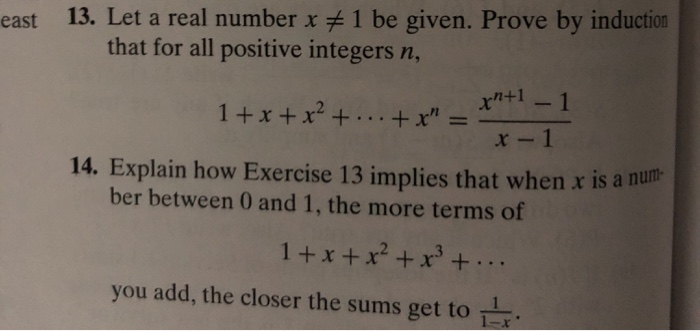 Solved east 13. Let a real number x + 1 be given. Prove by | Chegg.com