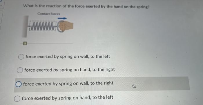 Solved What is the reaction of the force exerted by the hand | Chegg.com