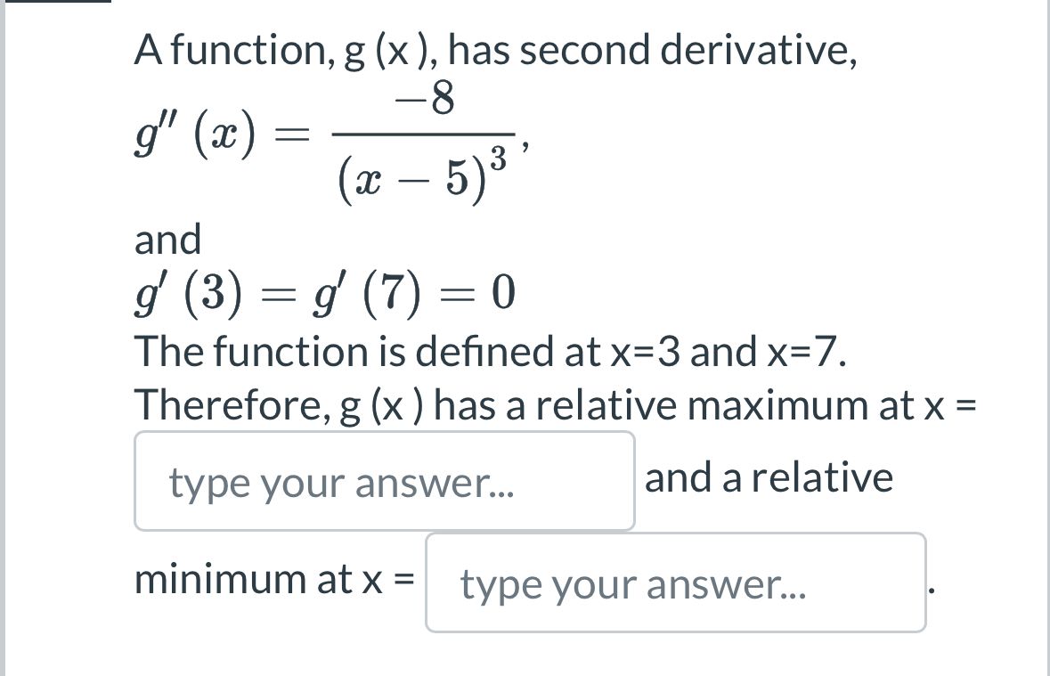 Solved A function, g(x), ﻿has second | Chegg.com