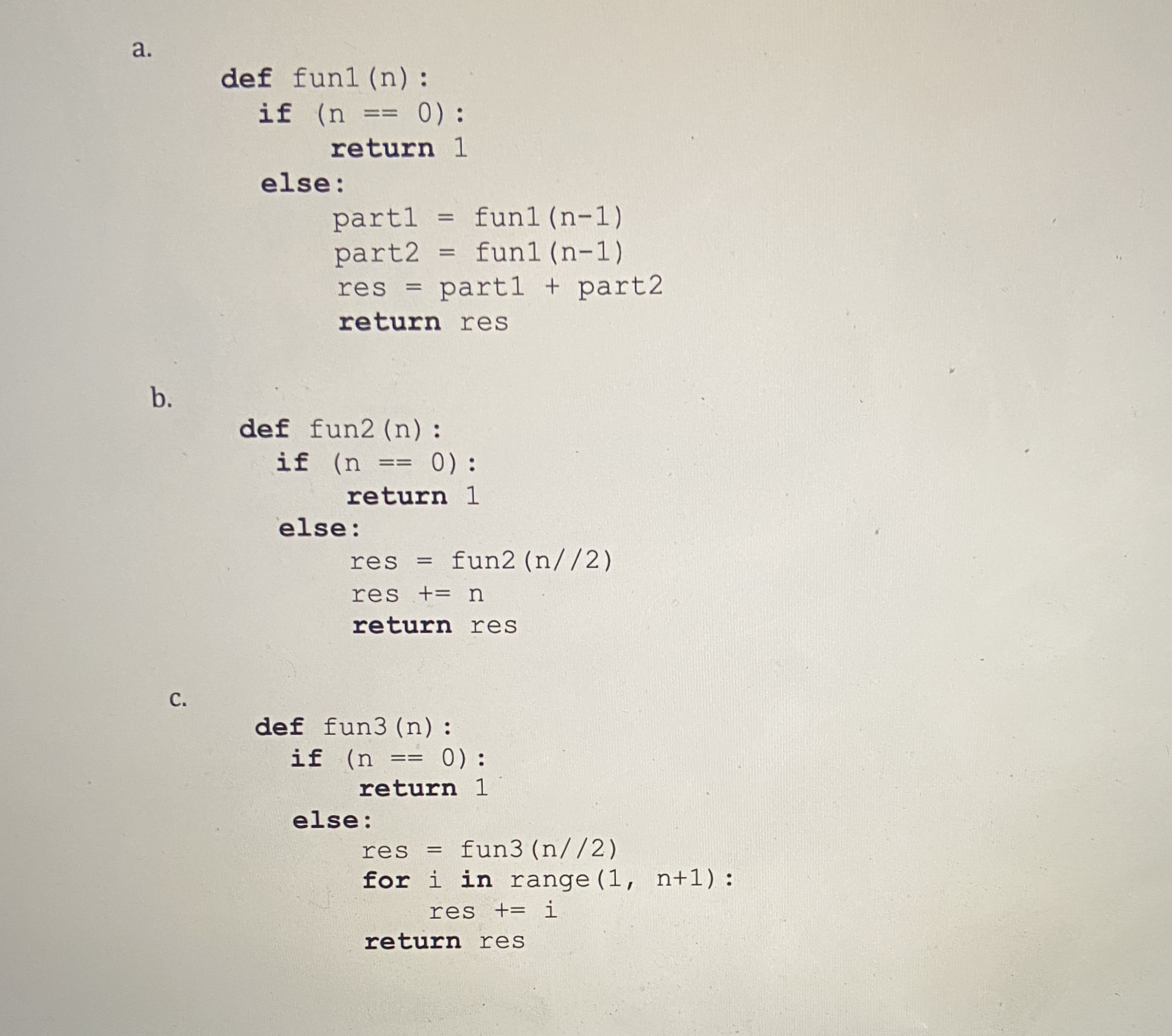 Solved Analyze the running time of each of the following | Chegg.com