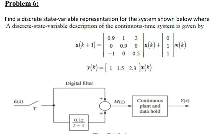 Solved Problem 6: Find a discrete state-variable | Chegg.com
