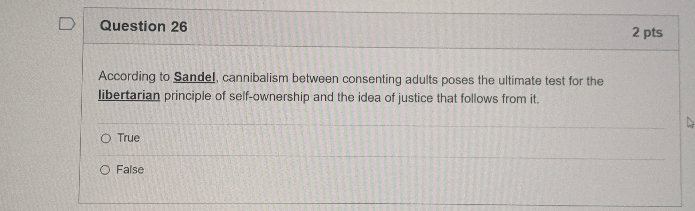 Solved Question 262 ﻿ptsAccording to Sandel, cannibalism | Chegg.com