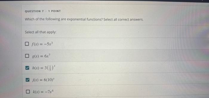 Solved Which of the following are exponential functions? | Chegg.com