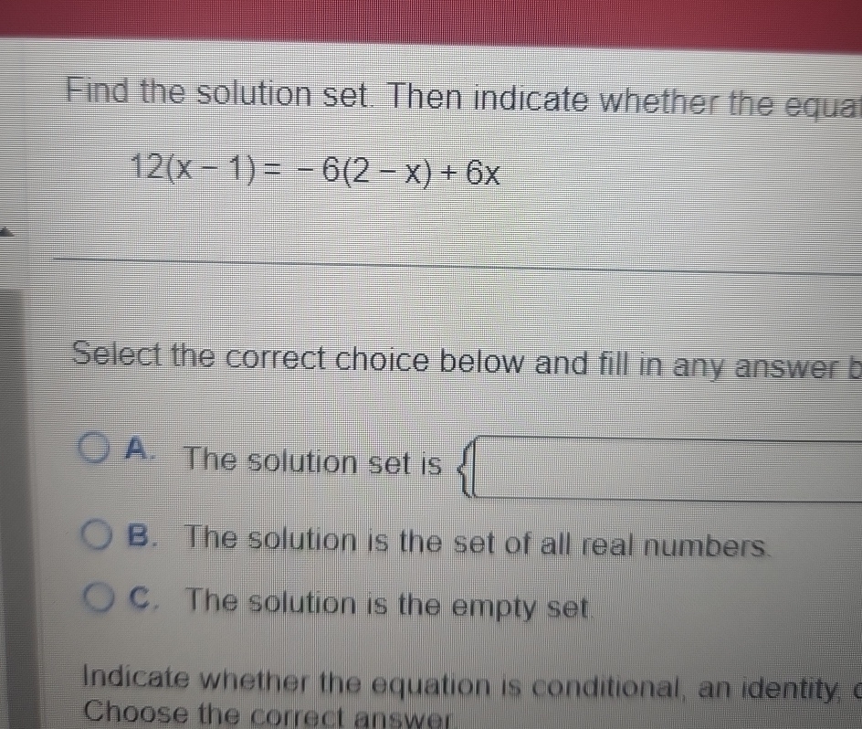 Solved Find the solution set. Then indicate whether the | Chegg.com