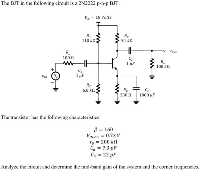 Solved The BJT in the following circuit is a 2N2222 p-n-p | Chegg.com