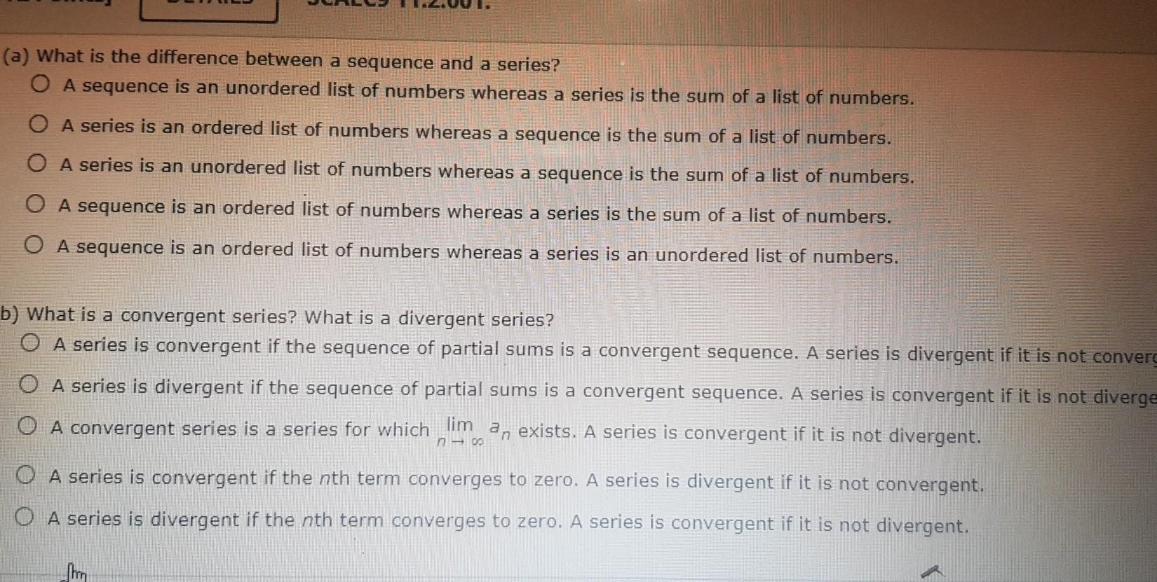 Solved (a) What is the difference between a sequence and a | Chegg.com