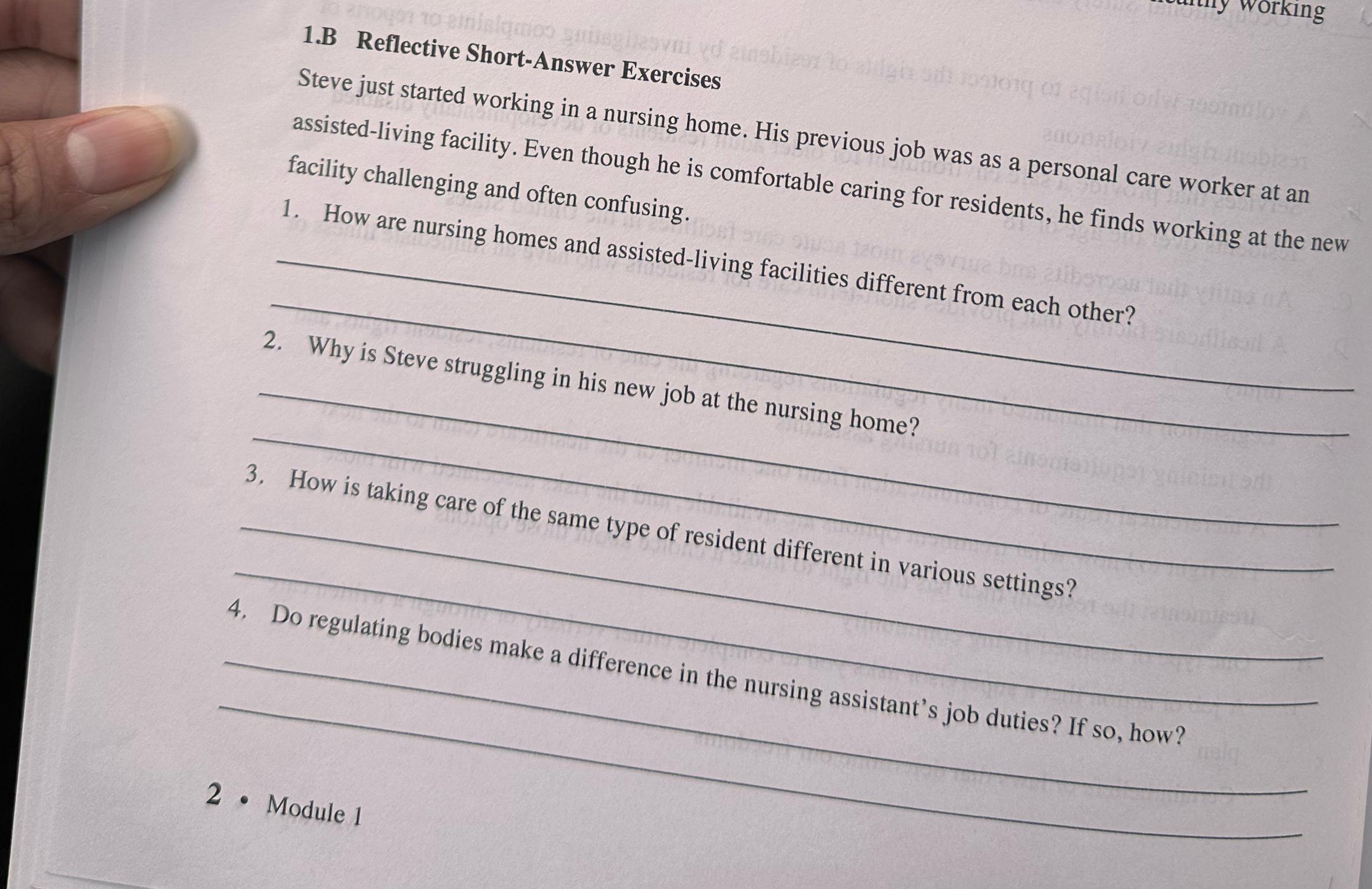 Solved 1.B Reflective Short-Answer ExercisesSteve just | Chegg.com