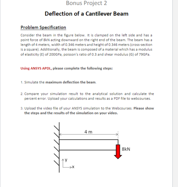 Solved Deflection of a Cantilever BeamProblem | Chegg.com