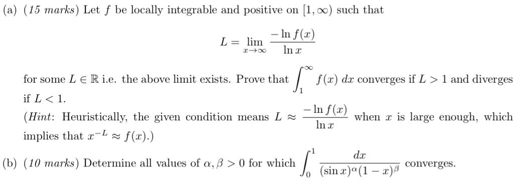 Solved (a) (15 ﻿marks) ﻿Let f ﻿be locally integrable and | Chegg.com