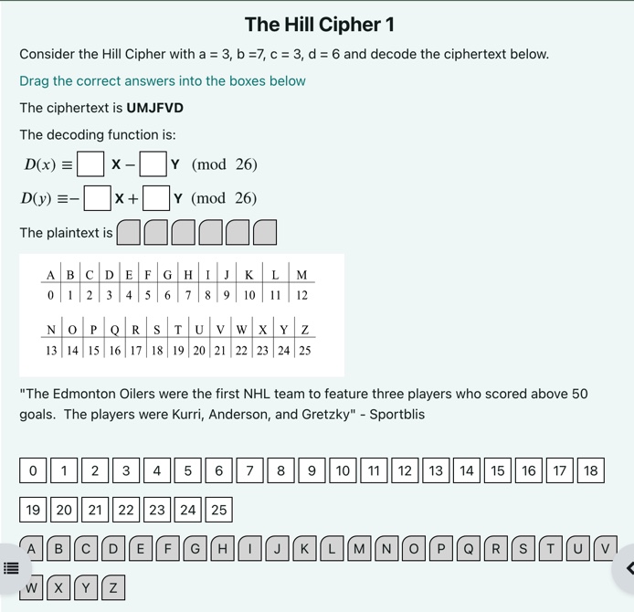 Solved The Hill Cipher 1consider The Hill Cipher With