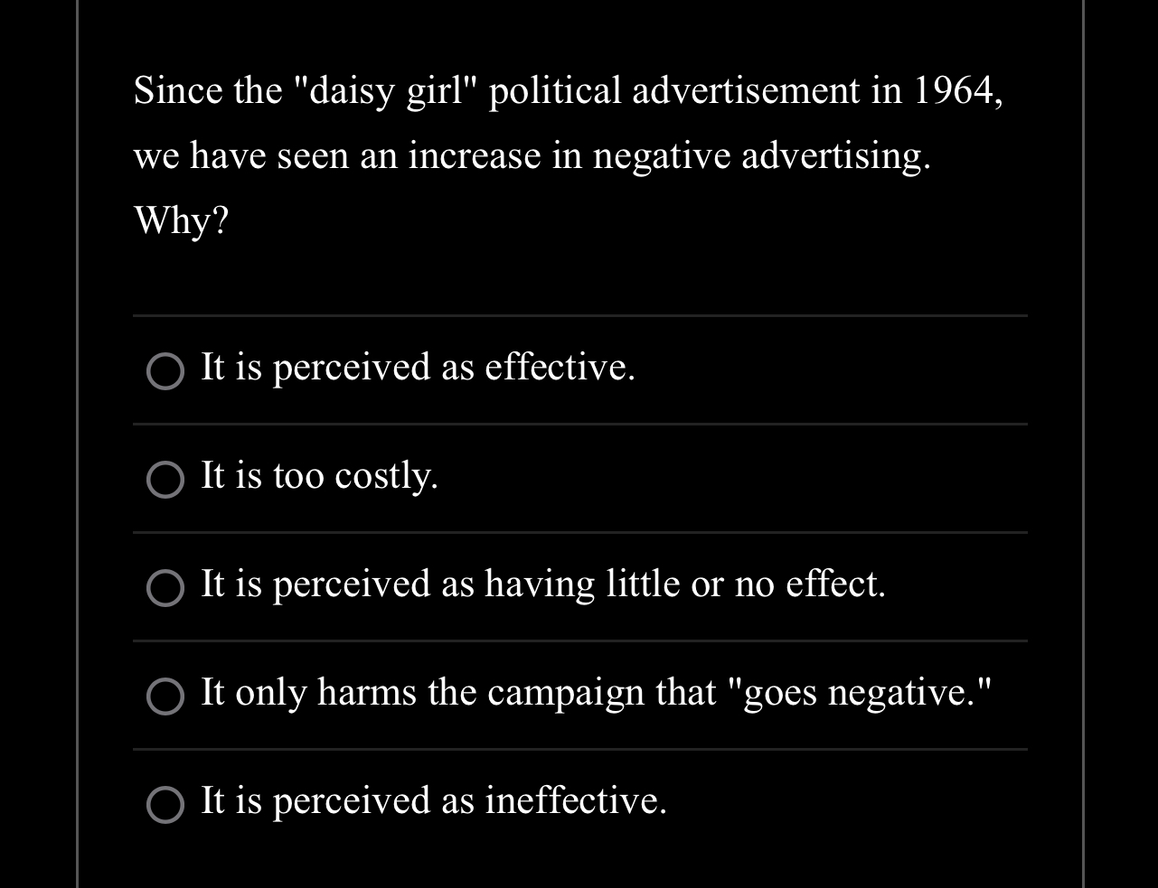 Solved Since the "daisy girl" political advertisement in | Chegg.com