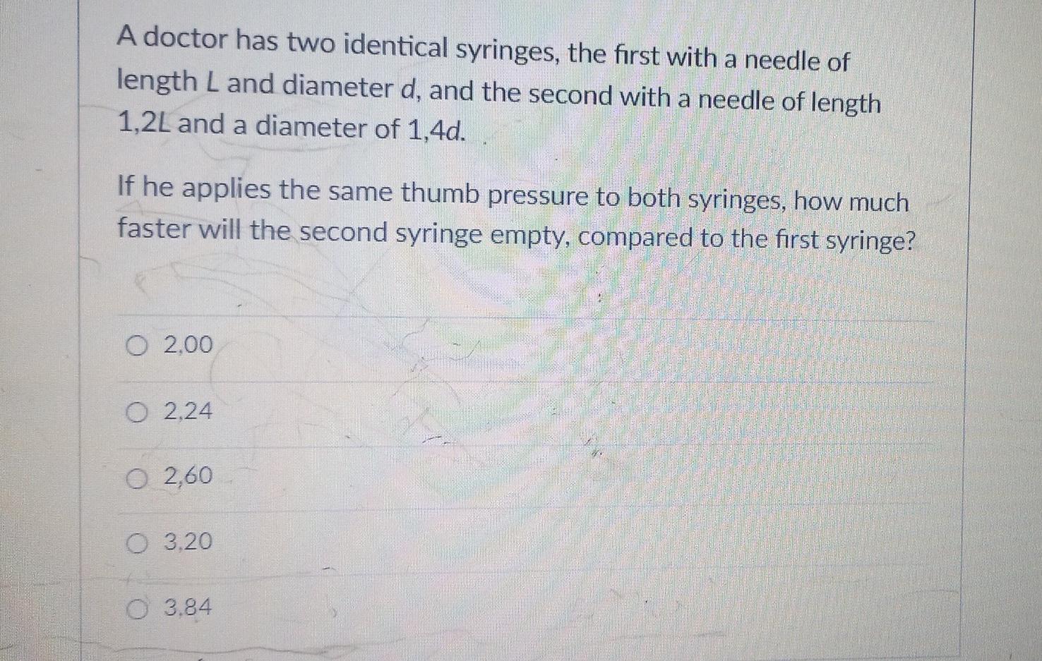 Solved A doctor has two identical syringes, the first with a | Chegg.com