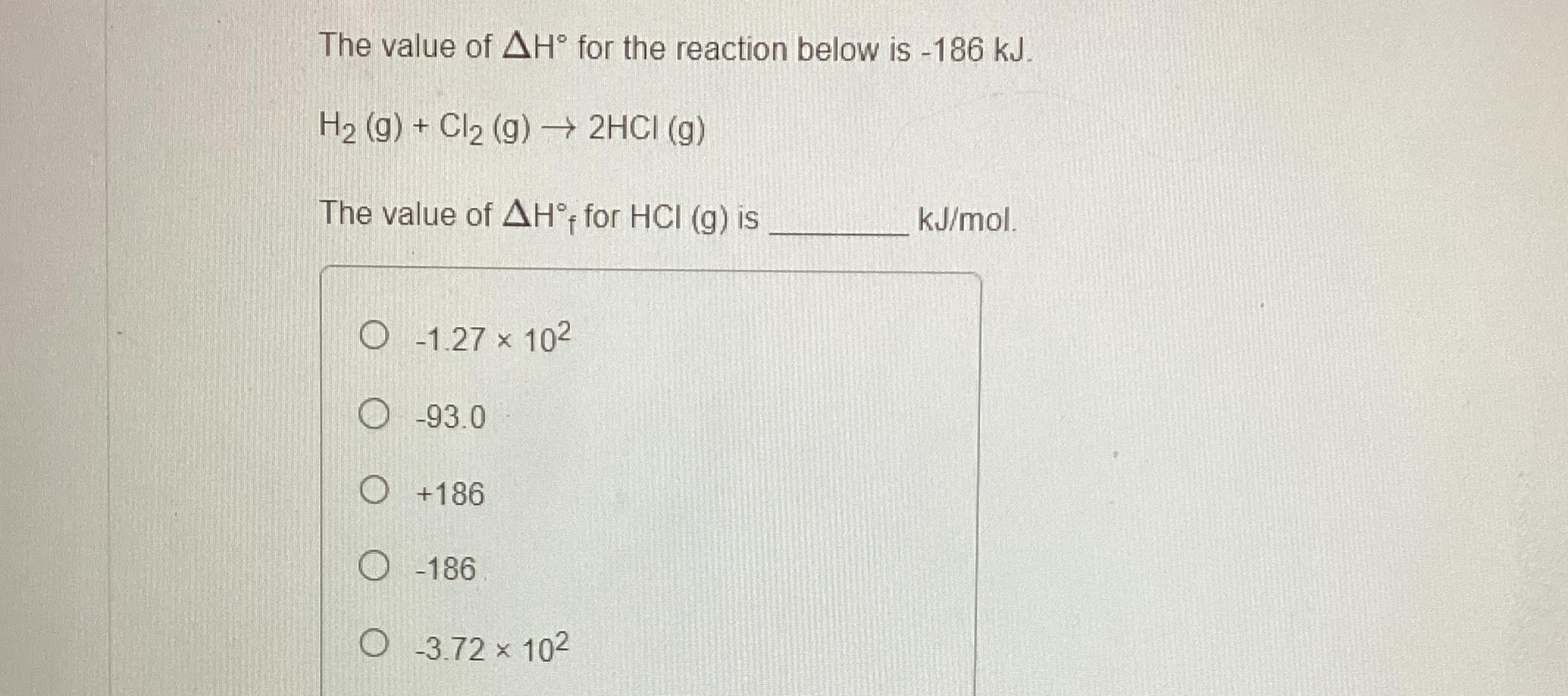 Solved The value of ΔH° ﻿for the reaction below is | Chegg.com
