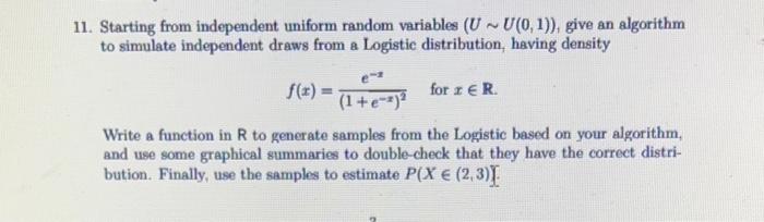 Solved Starting From Independent Uniform Random Variables U