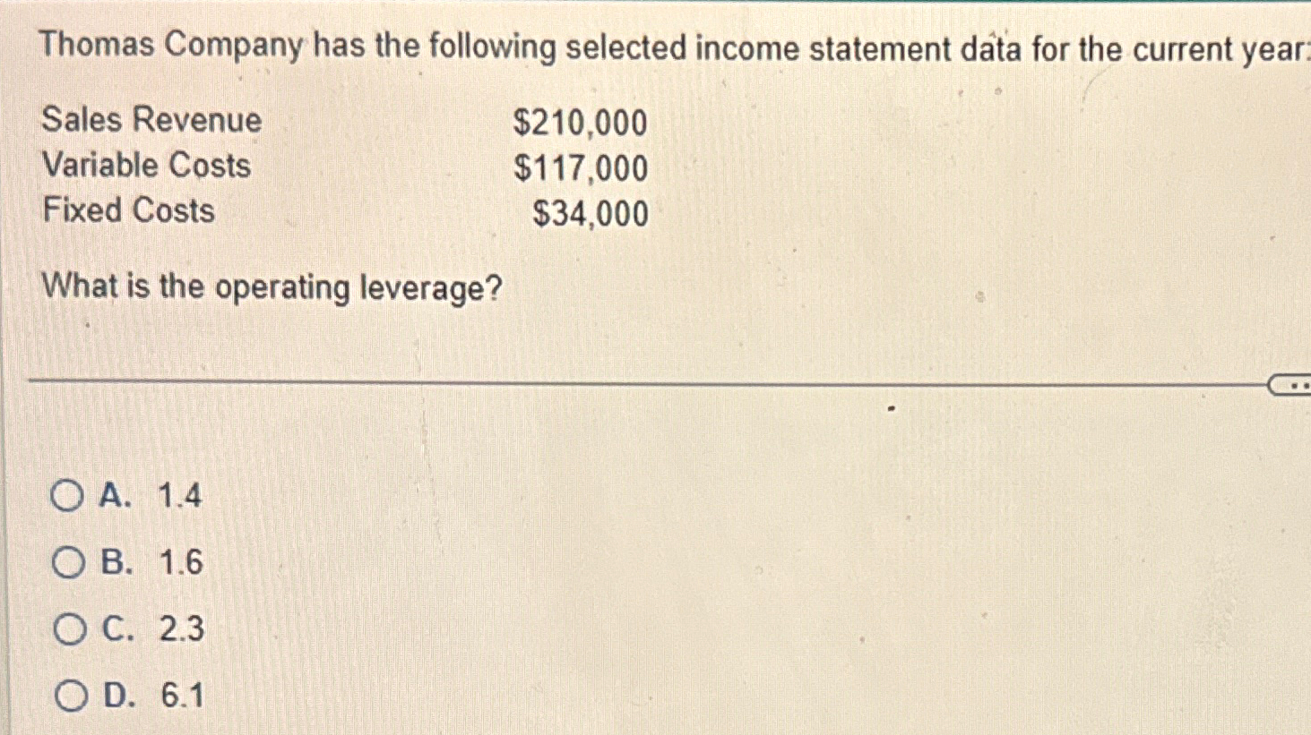 Solved Thomas Company has the following selected income | Chegg.com