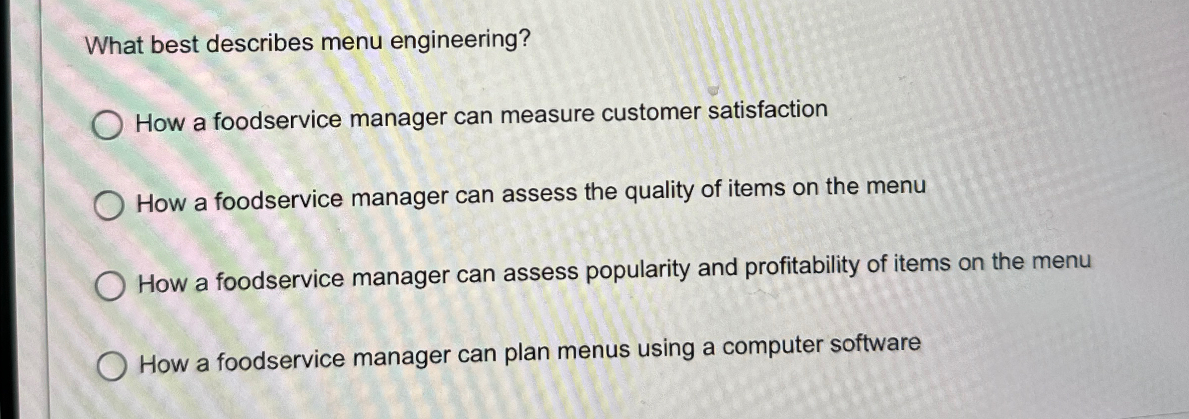 Solved What best describes menu engineering?How a | Chegg.com