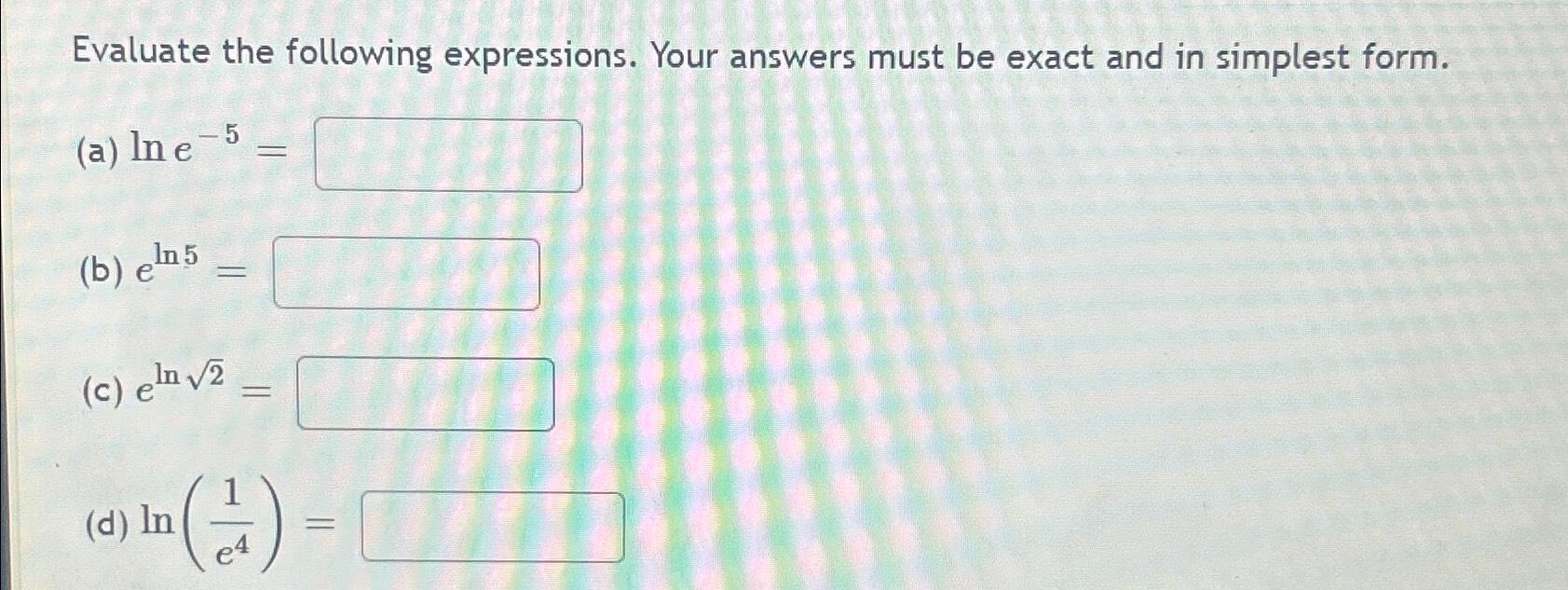 Solved Evaluate the following expressions. Your answers must | Chegg.com