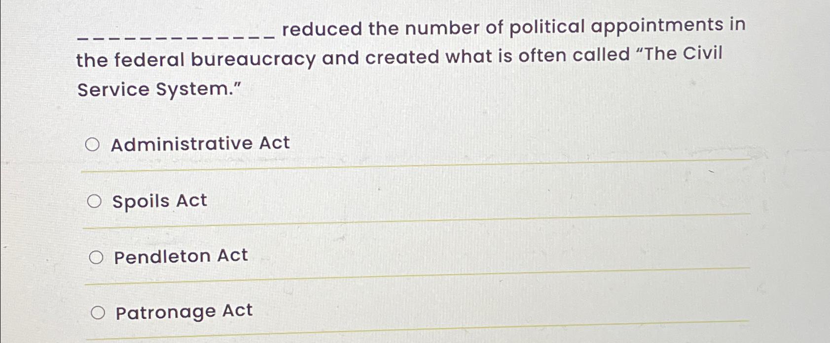 Solved reduced the number of political appointments in the | Chegg.com