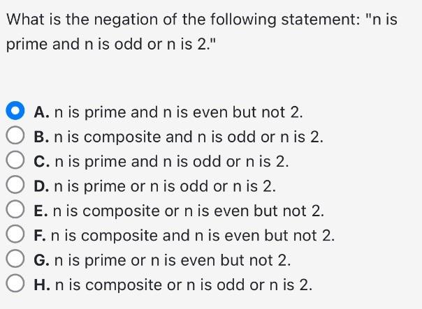 Solved What is the negation of the following statement: " n | Chegg.com