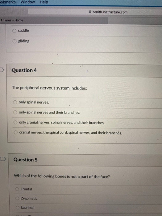 Solved okmarks Window Help A zenith.instructure.com Altierus | Chegg.com