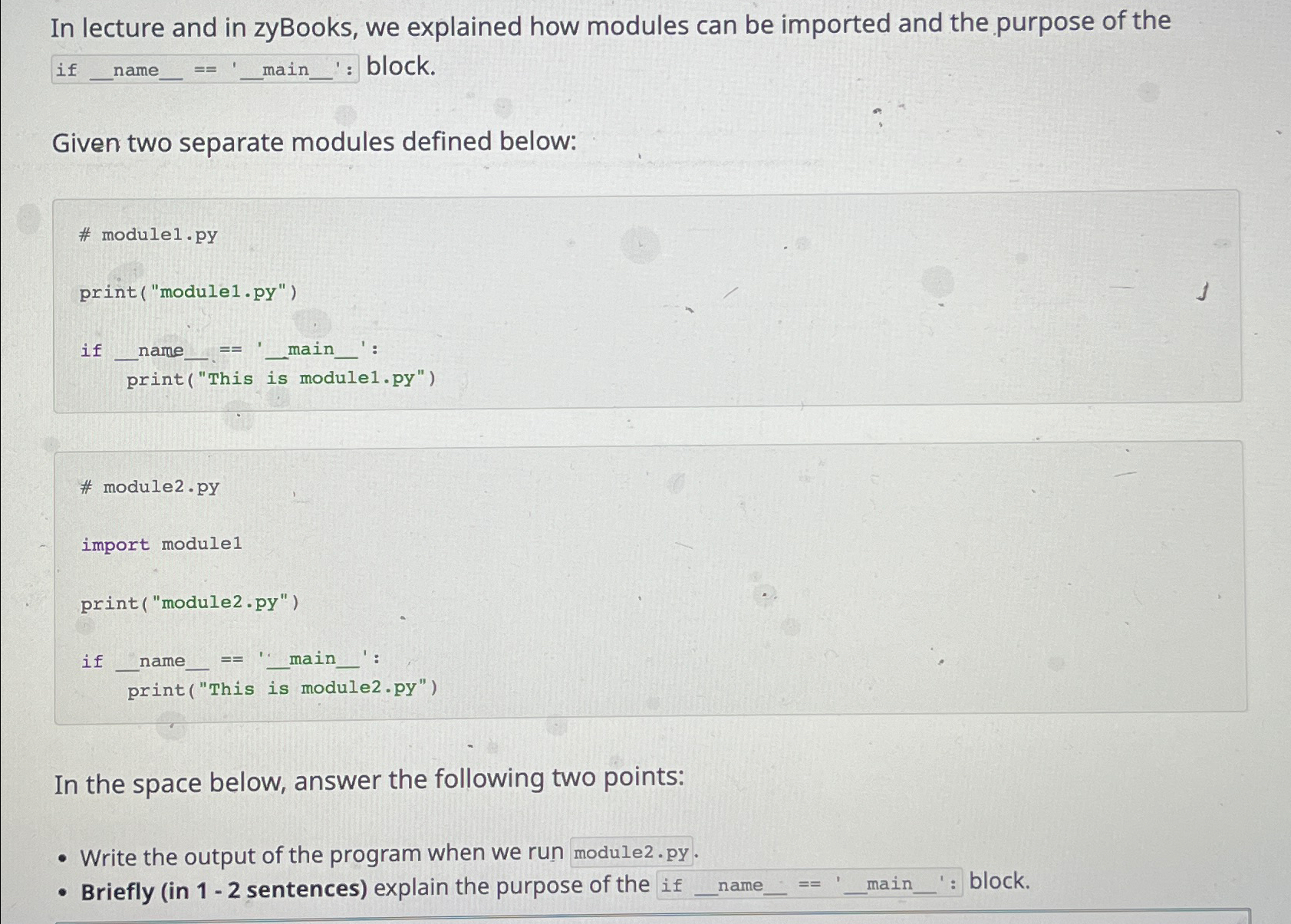 Solved In lecture and in zyBooks, we explained how modules | Chegg.com