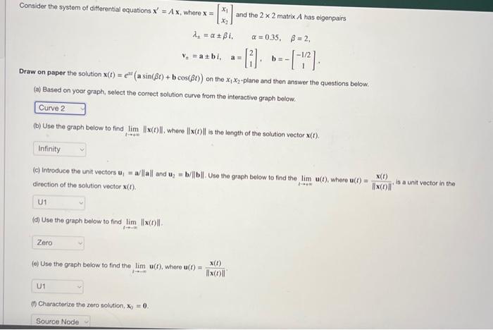 Consider the system of differential equations x′=Ax, | Chegg.com