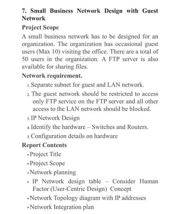 7. Small Business Network Design with Guest Network | Chegg.com