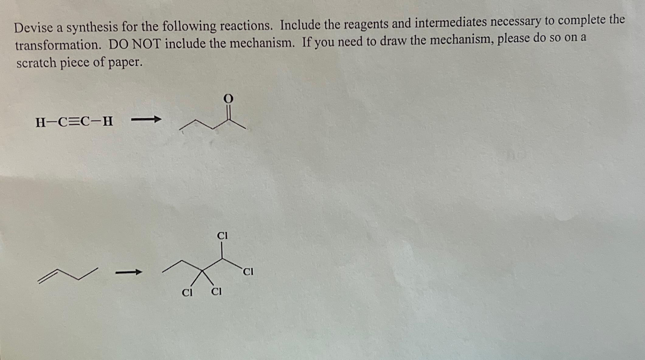 Solved Devise a synthesis for the following reactions. | Chegg.com