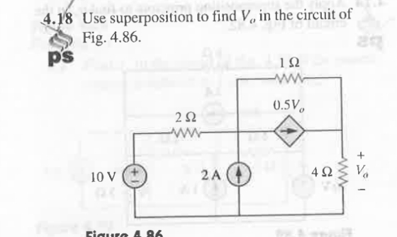 Solved 4.18 ﻿Use superposition to find Vo ﻿in the circuit of | Chegg.com