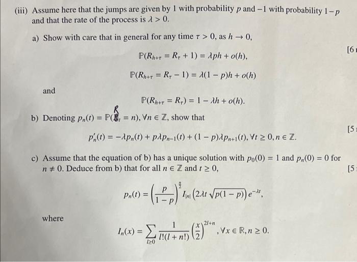 Solved - (ii) Assume here that the jumps are given by 1 with | Chegg.com