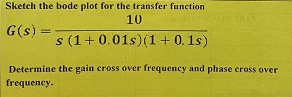 Solved sketch the bode plot for the transfer functionSketch | Chegg.com