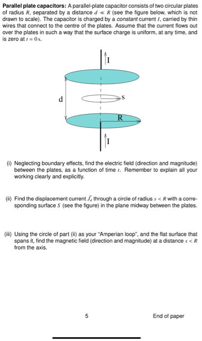 Solved Parallel plate capacitors: A parallel-plate capacitor | Chegg.com