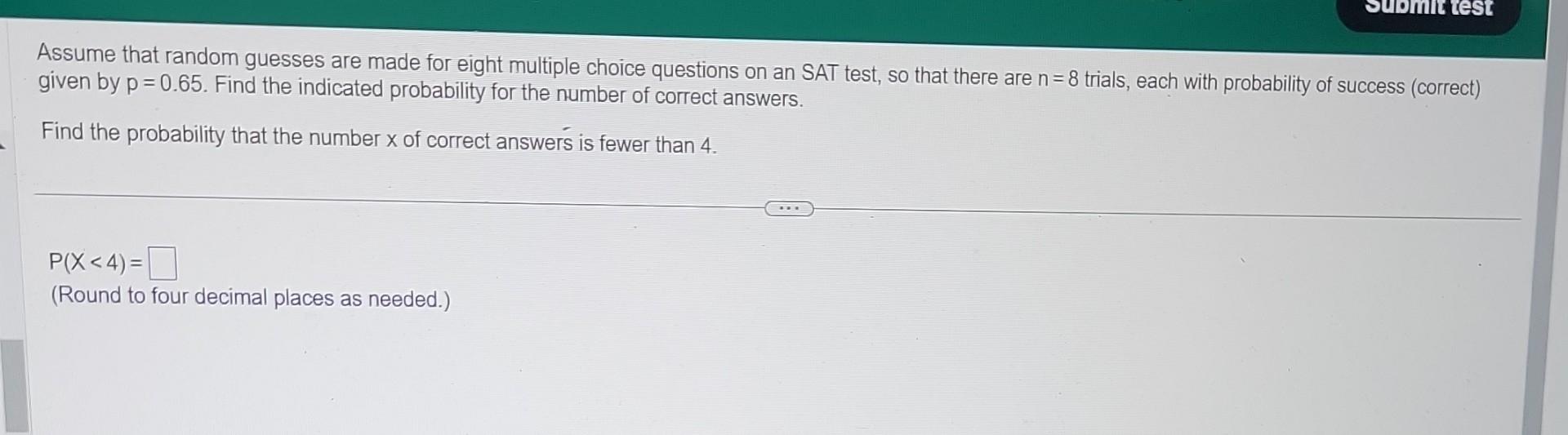 Solved Assume that random guesses are made for eight | Chegg.com