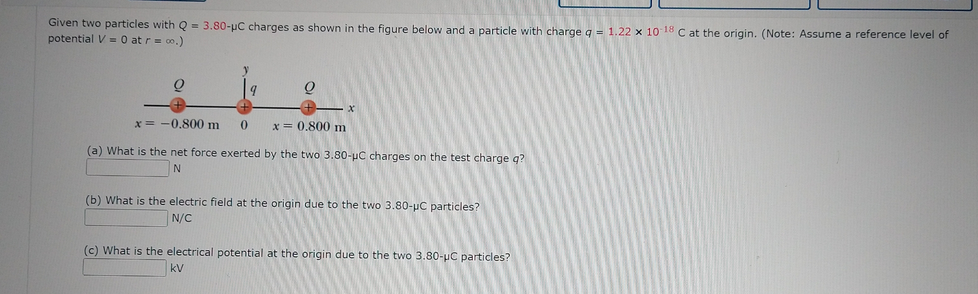 Solved Given two particles with Q=3.80-μC ﻿charges as shown | Chegg.com