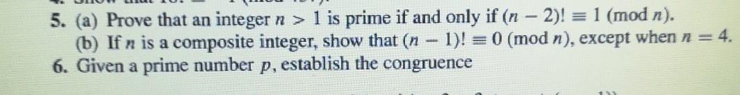 Solved 5. (a) Prove that an integer n > 1 is prime if and | Chegg.com