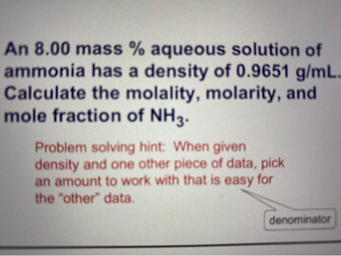 Solved An 8.00 mass % aqueous solution of ammonia has a | Chegg.com