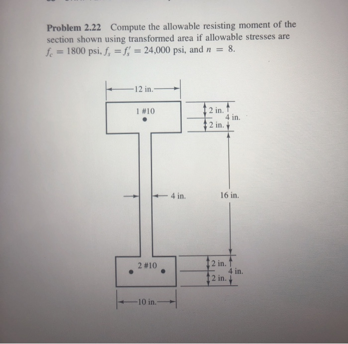 Solved Problem 2.22 Compute the allowable resisting moment | Chegg.com