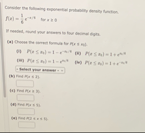 Solved Consider the following exponential probability | Chegg.com
