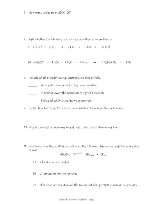 Solved Name Chem 309 Chemical Reactions and the Mole Pre-Lab | Chegg.com